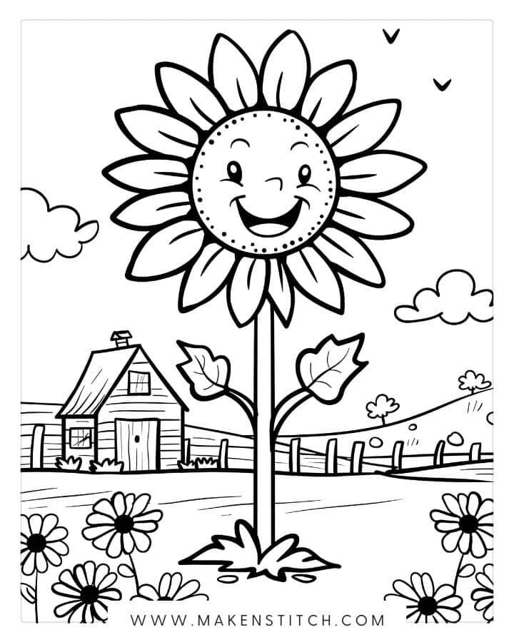 20 Sunflower Coloring Pages - Makenstitch