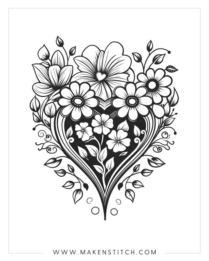 Heart Coloring Pages - Makenstitch