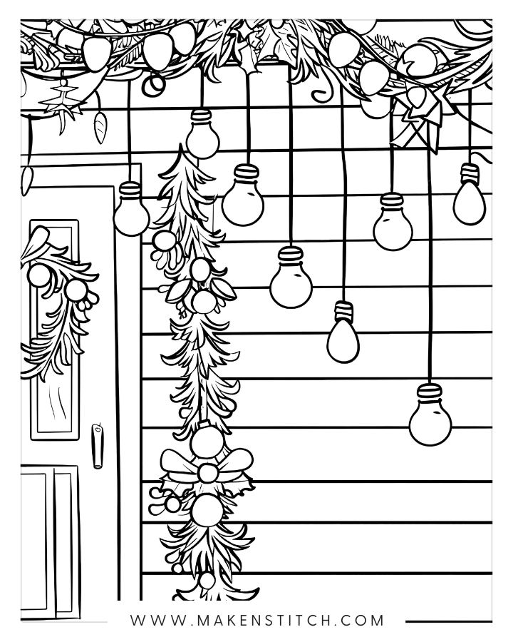 Christmas Lights Coloring Pages - Makenstitch