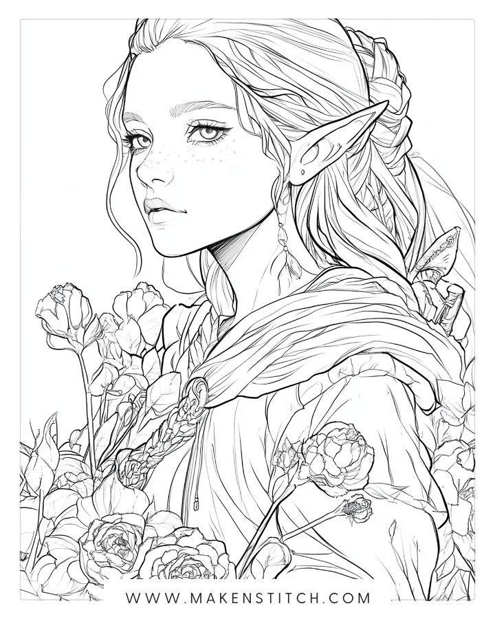 30 Elf Coloring Pages - Makenstitch