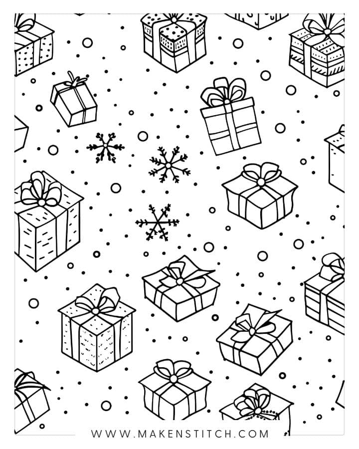 Christmas Present Coloring Pages - Makenstitch