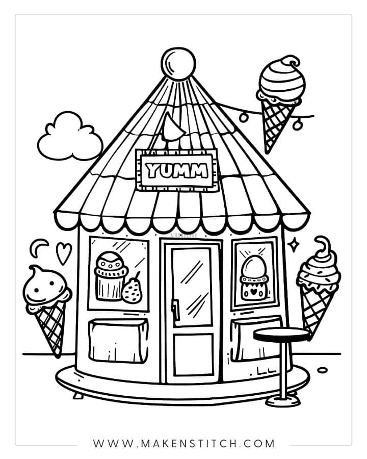 Ice Cream Coloring Pages - Makenstitch