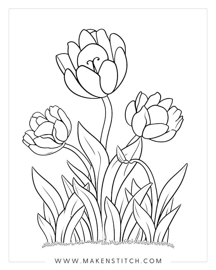 Tulip Coloring Pages - Makenstitch