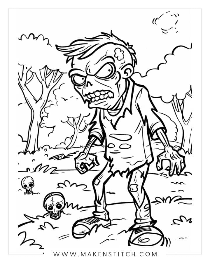 34 Zombie Coloring Pages - Makenstitch