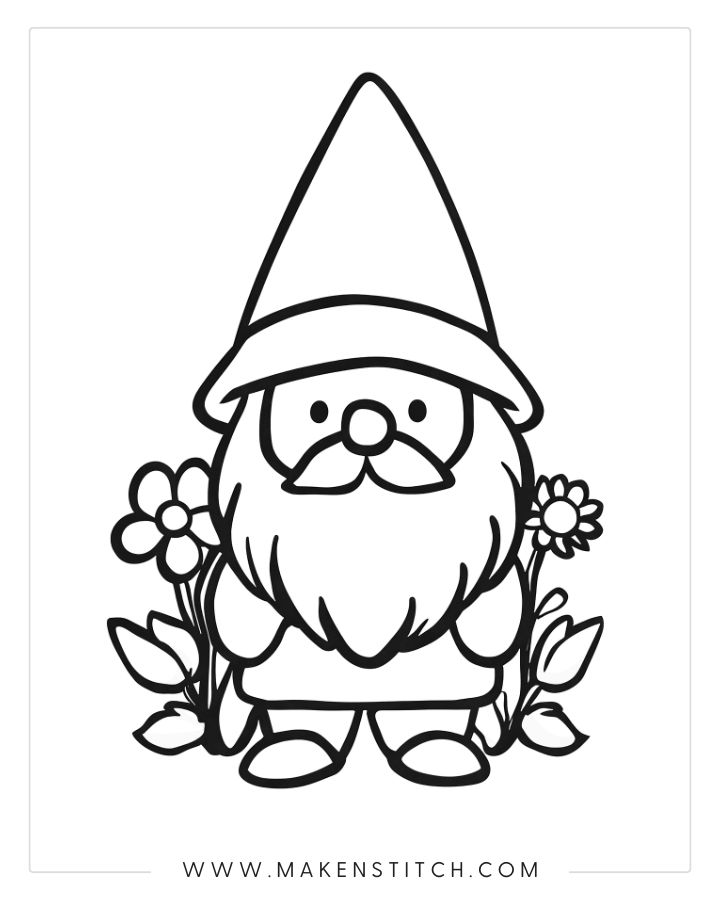 24 Gnome Coloring Pages - Makenstitch
