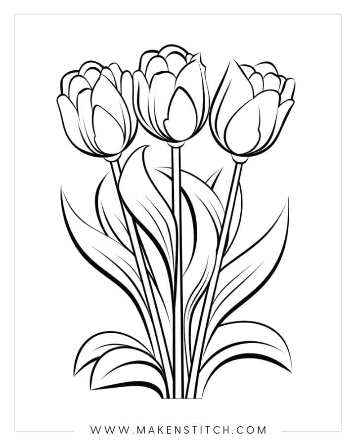 Tulip Coloring Pages - Makenstitch