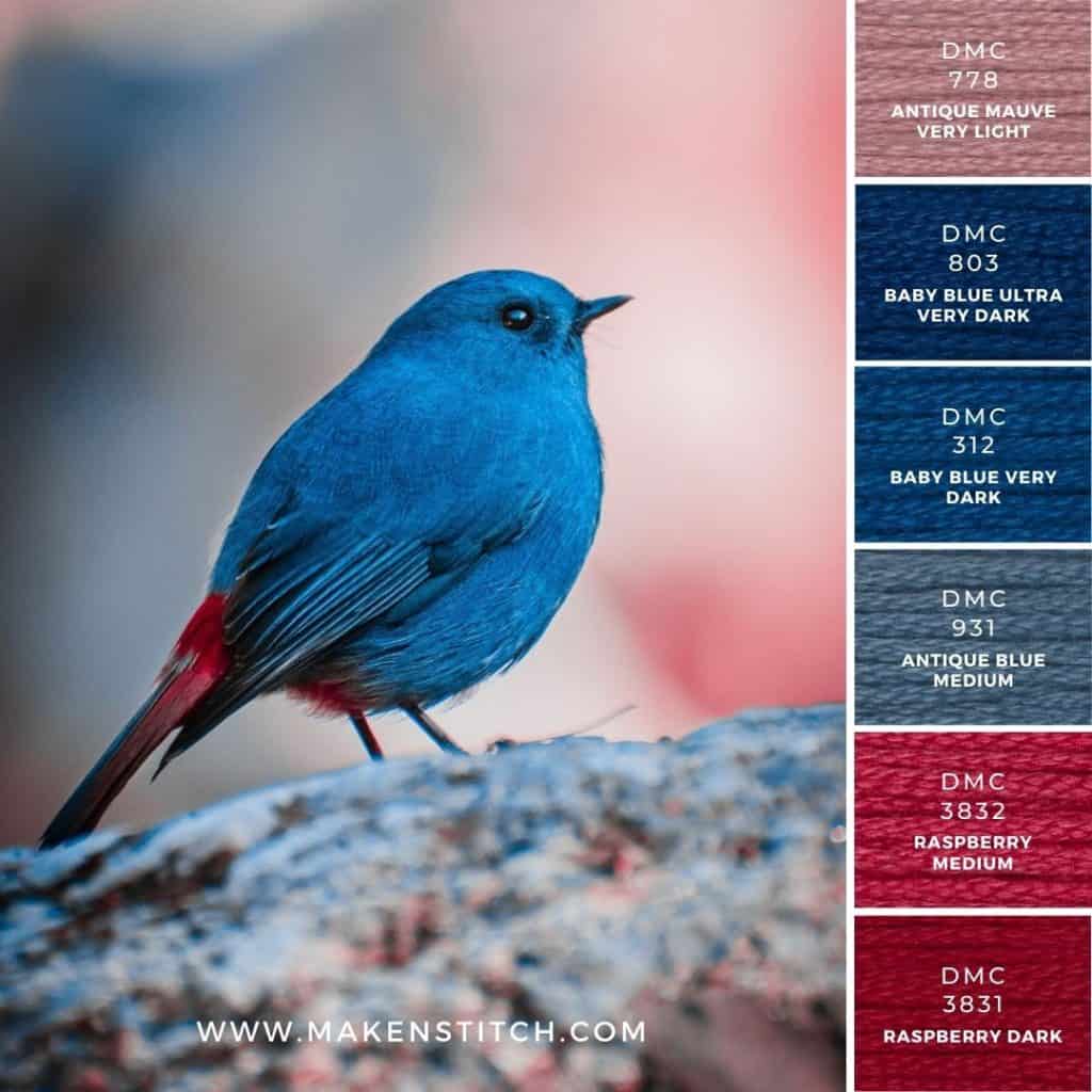 Plumbeous Redstart Stitch Color Palette - Makenstitch