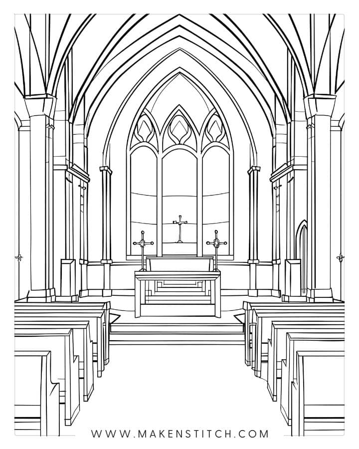 Church Coloring Pages - Makenstitch