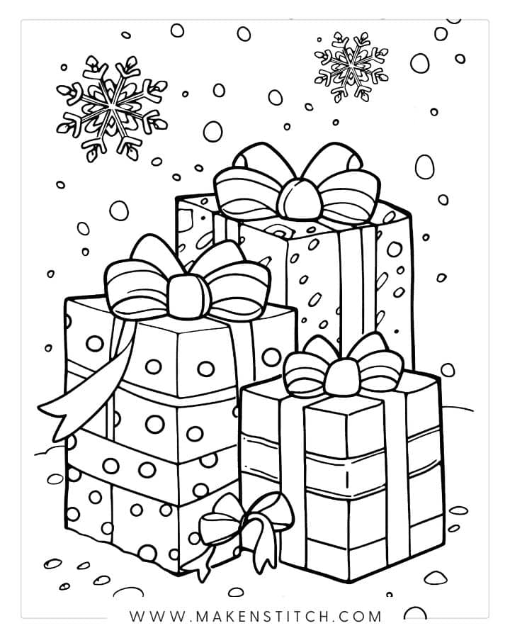 Christmas Present Coloring Pages - Makenstitch