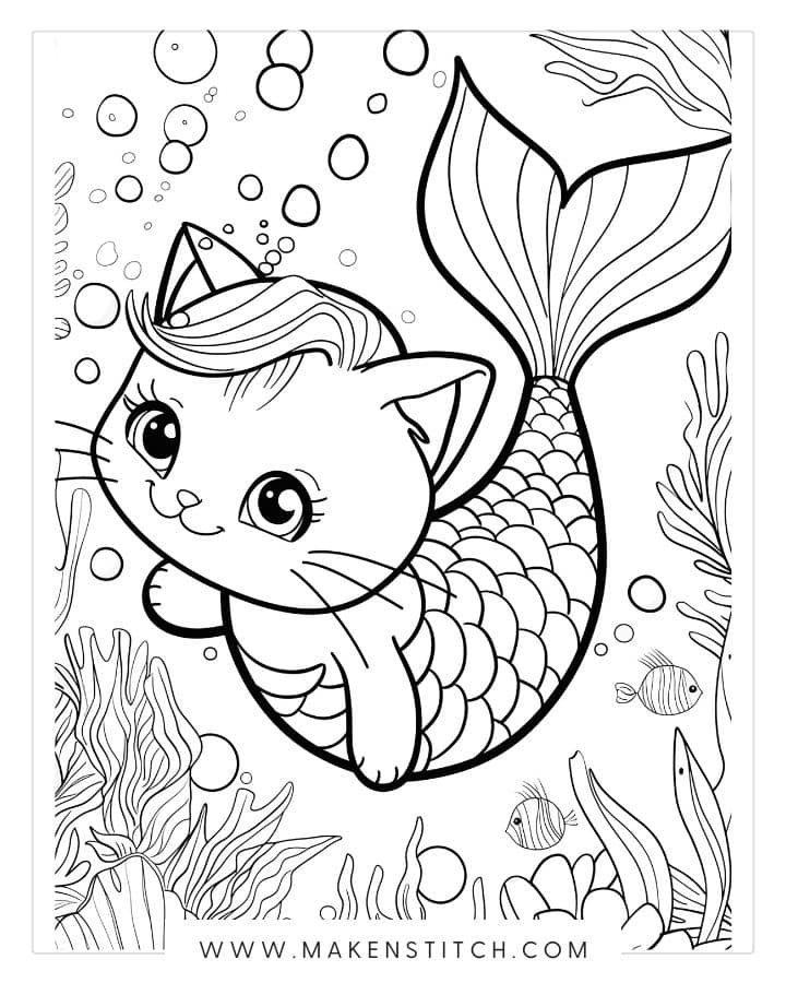 Mermaid Coloring Pages - Makenstitch