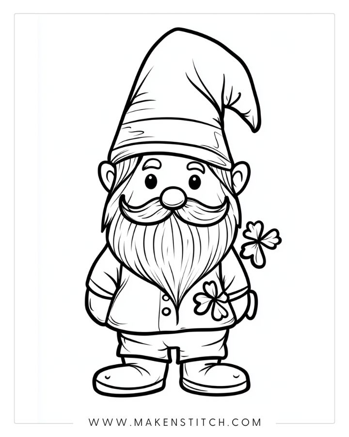 24 Gnome Coloring Pages - Makenstitch