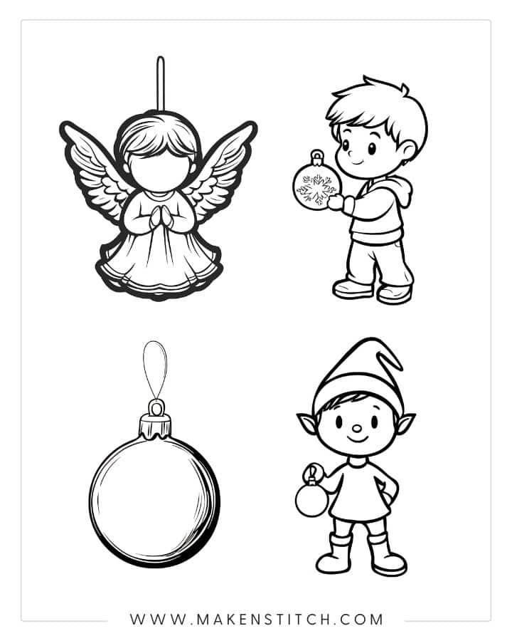 18 Christmas Ornaments Coloring Pages - Makenstitch