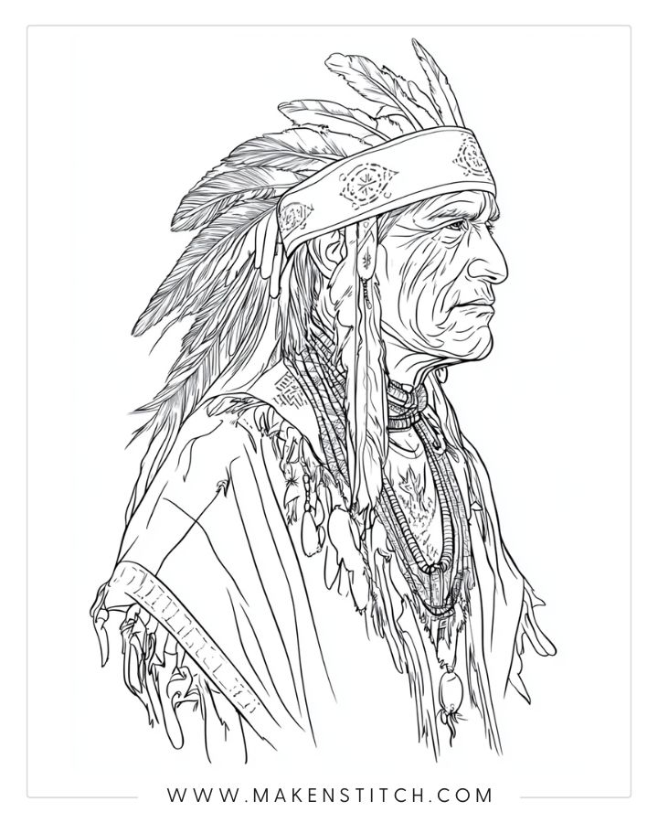 38 Native American Coloring Pages - Makenstitch