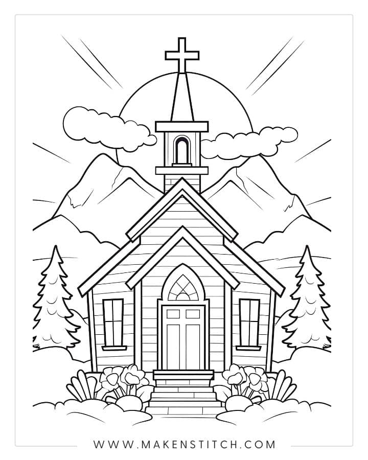 Church Coloring Pages - Makenstitch