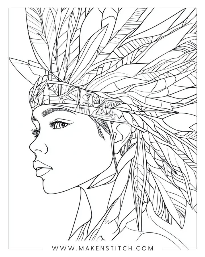 38 Native American Coloring Pages - Makenstitch