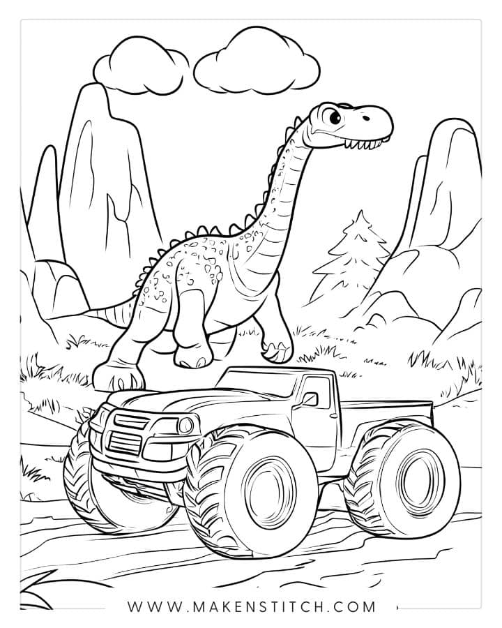 Monster Truck Coloring Pages - Makenstitch