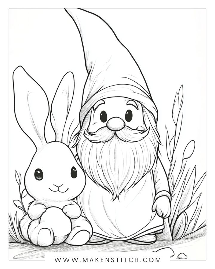 24 Gnome Coloring Pages - Makenstitch