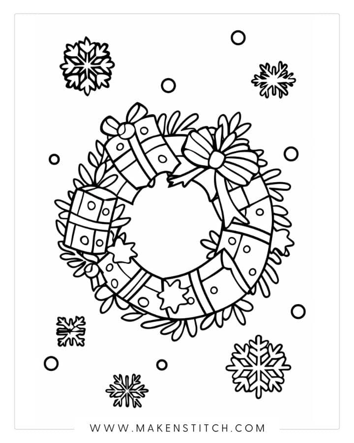 Christmas Wreath Coloring Pages - Makenstitch