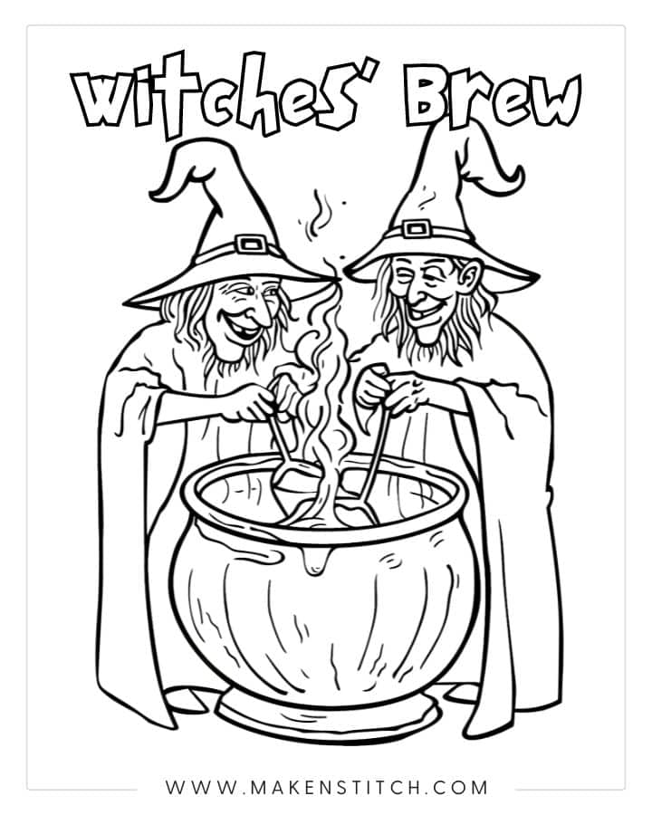Witch Coloring Pages for Kids and Adults - Makenstitch