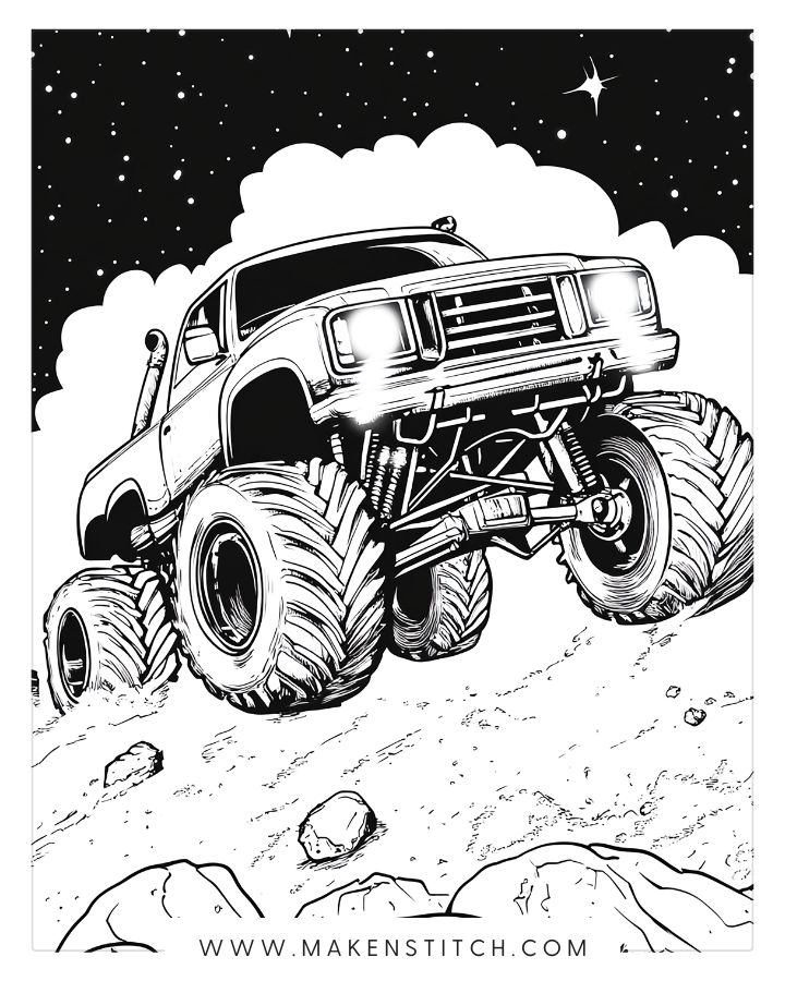 Monster Truck Coloring Pages - Makenstitch