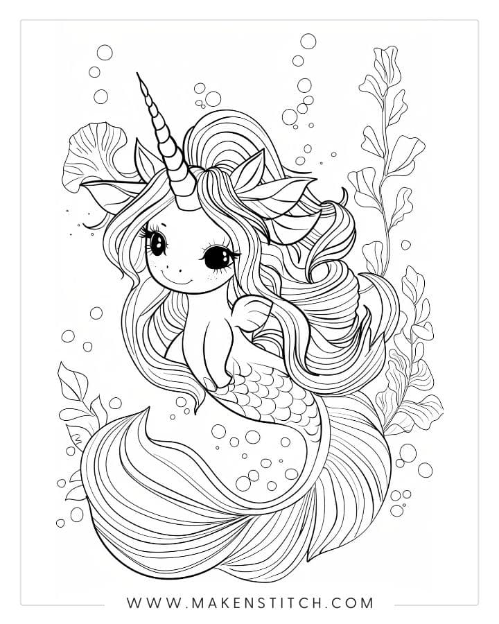 Mermaid Coloring Pages - Makenstitch