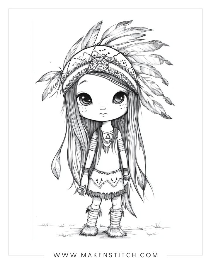 38 Native American Coloring Pages - Makenstitch