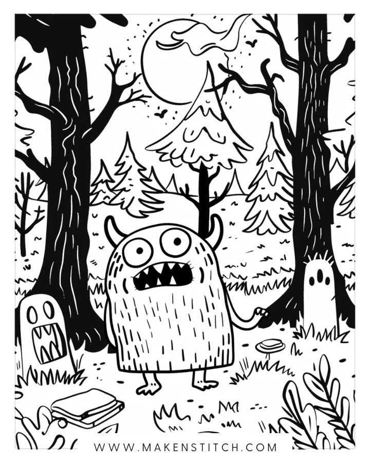 42 Monster Coloring Pages - Makenstitch