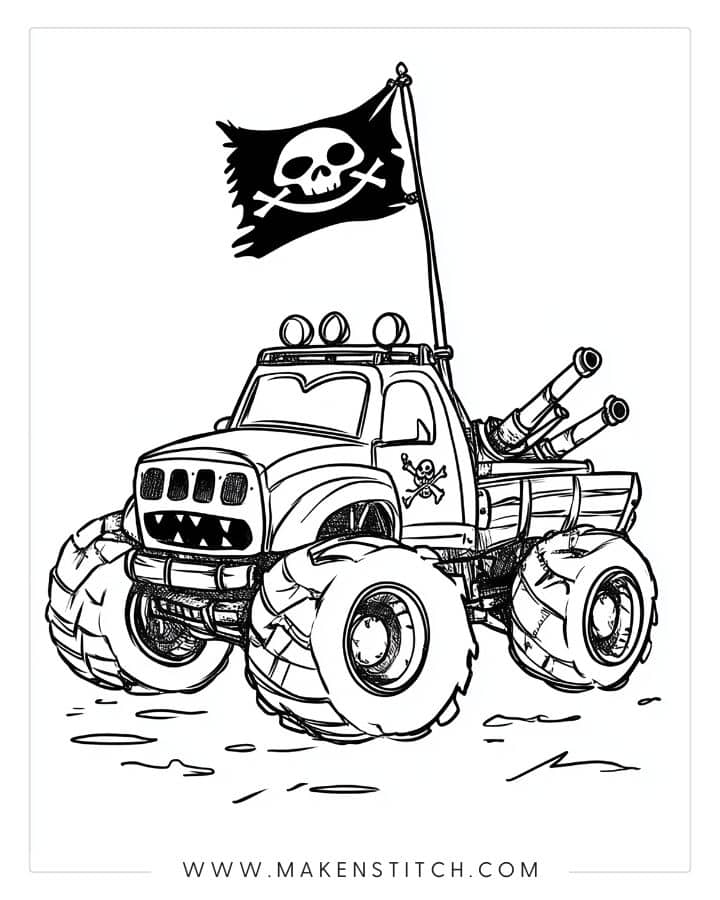 Monster Truck Coloring Pages - Makenstitch