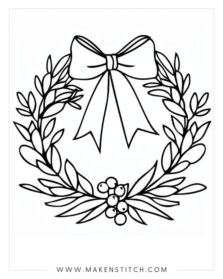 Christmas Wreath Coloring Pages - Makenstitch