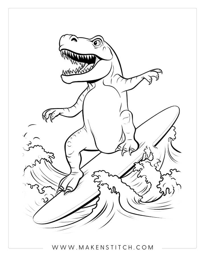 Dinosaur Coloring Pages - Makenstitch