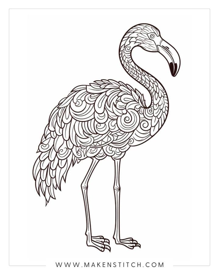 Flamingo Coloring Pages - Makenstitch