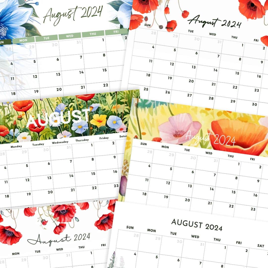 August 2024 Calendar Free Printable - Makenstitch