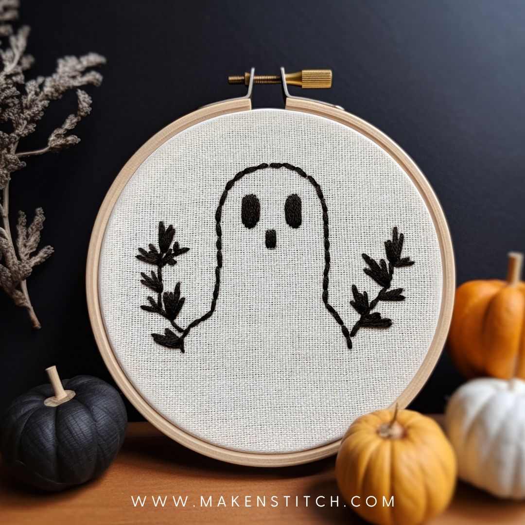 Easy Ghost Pattern for Embroidery Newbies