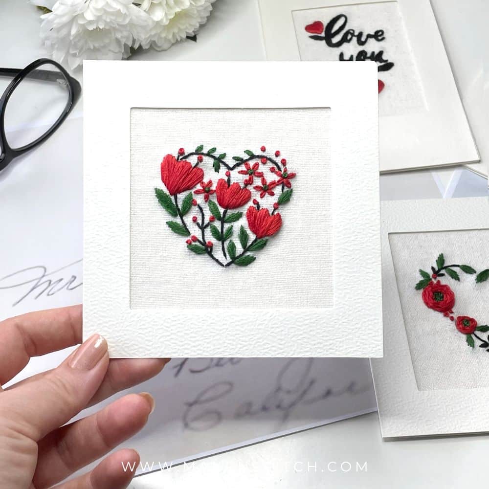 Embroidered Heart Card for Your Loved One - Makenstitch