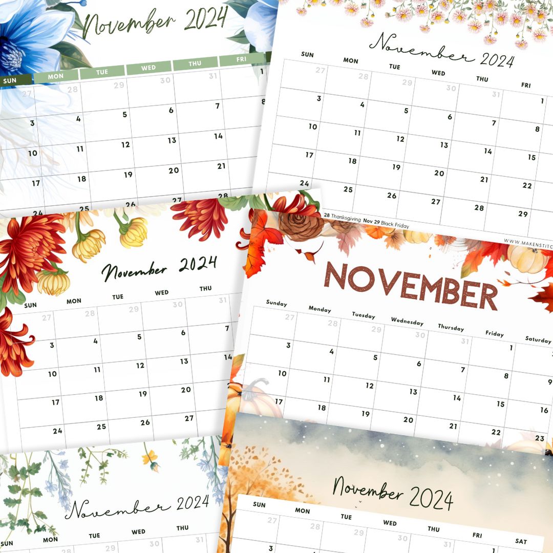 November 2024 Calendar Free Printable - Makenstitch