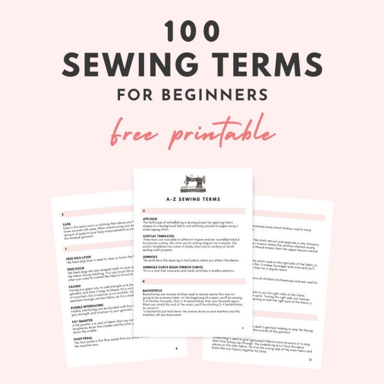 Sewing Glossary: Free Printable for Beginners - Makenstitch